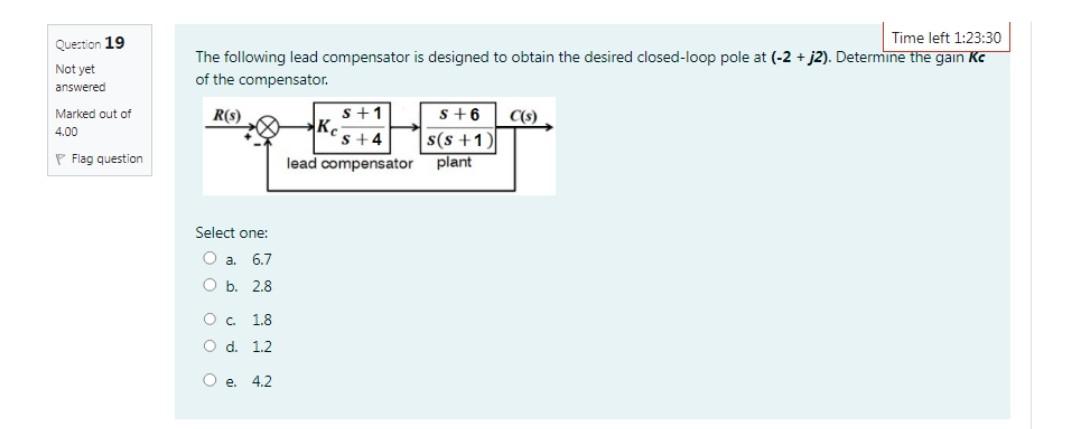 Solved The following lead compensator is designed to obtain | Chegg.com