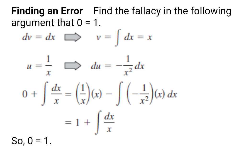 Solved Finding an Error Find the fallacy in the following | Chegg.com