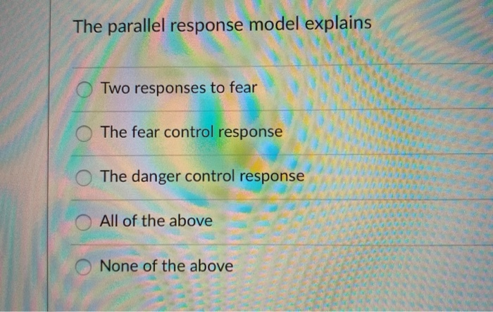Solved The parallel response model explains Two responses to | Chegg.com