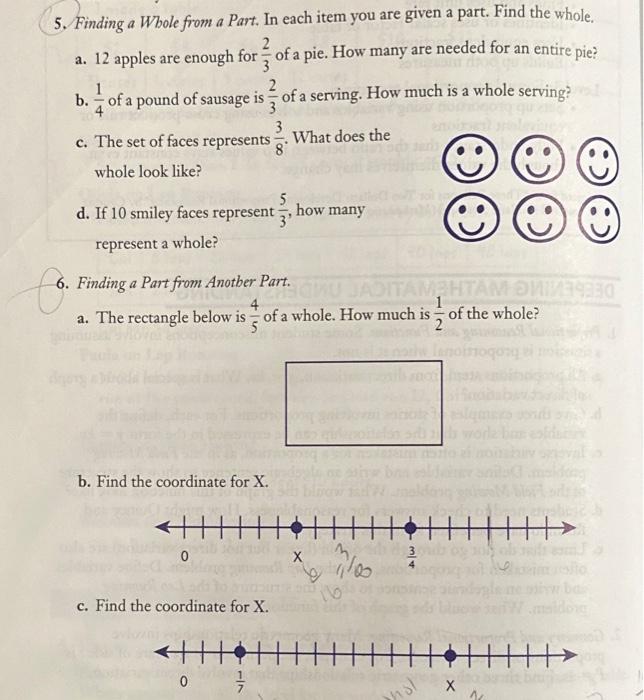 Solved 5. Finding a Whole from a Part. In each item you are | Chegg.com