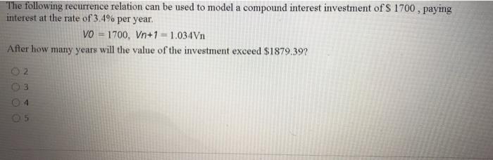 Solved The following recurrence relation can be used to | Chegg.com