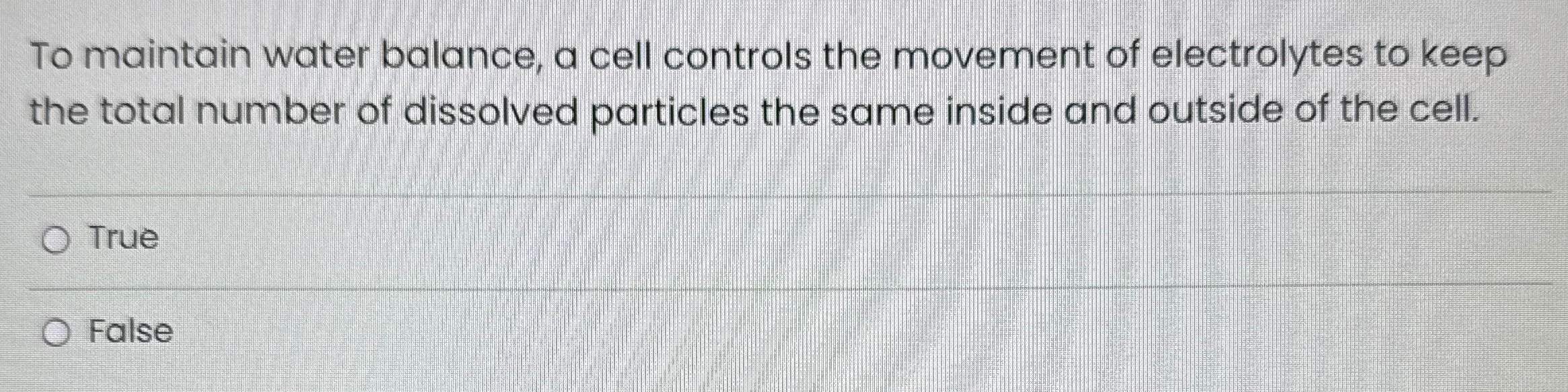 Solved To maintain water balance, a cell controls the | Chegg.com