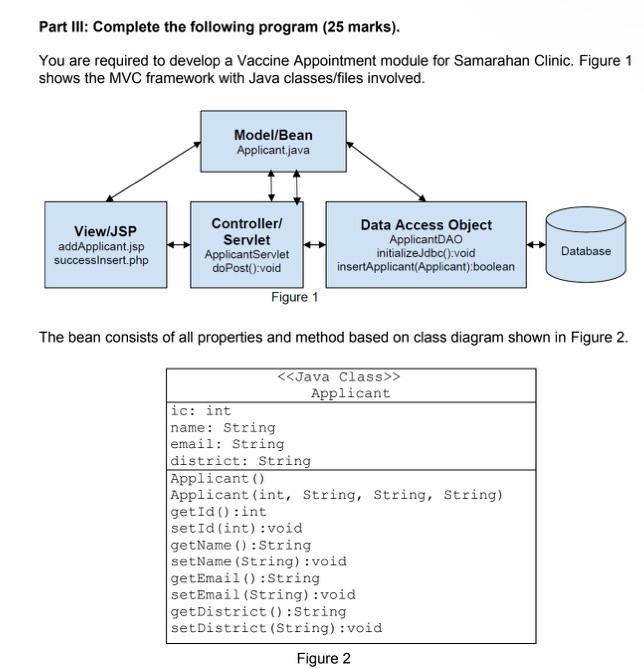 Solved Part III: Complete the following program (25 marks). | Chegg.com