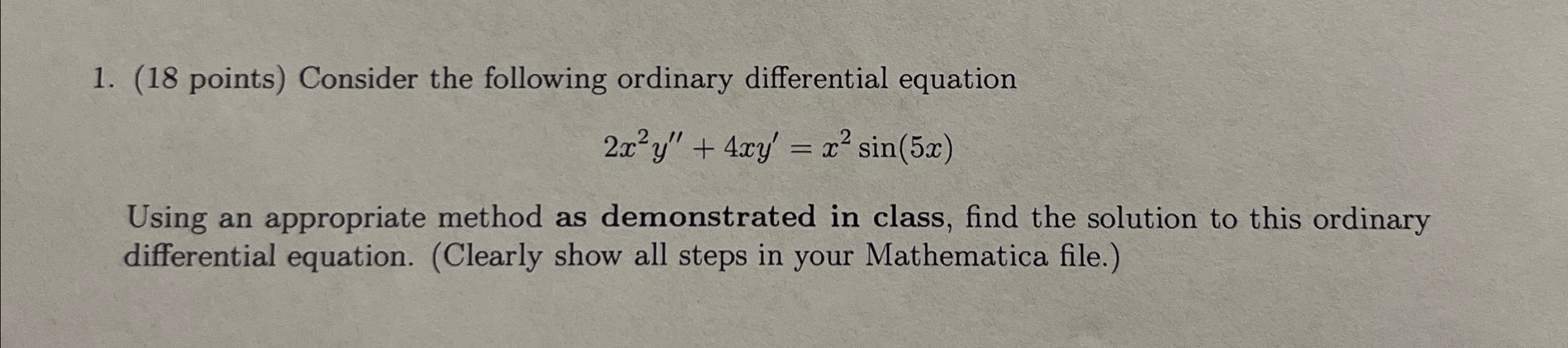 Solved Consider the following ordinary differential | Chegg.com