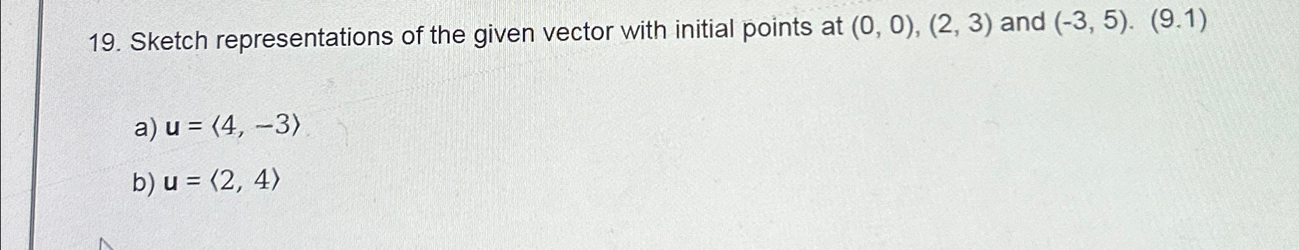 Solved Sketch representations of the given vector with | Chegg.com