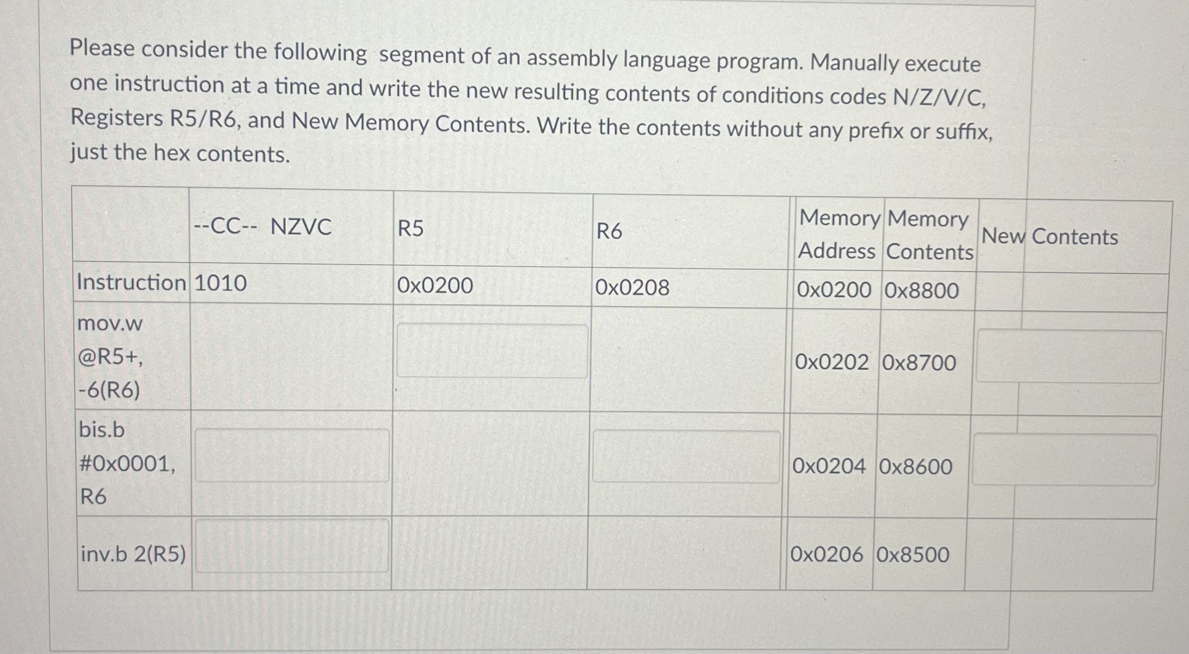 Solved Please consider the following segment of an assembly | Chegg.com