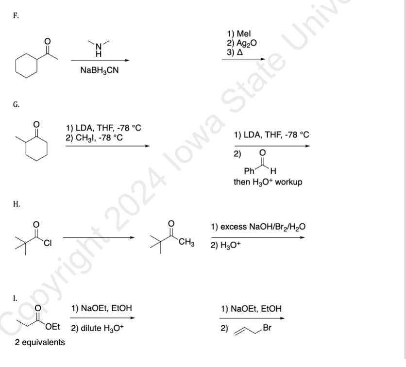 Solved F.MelAg2O????G.LDA, THF, -78°CCH3I,-78°CLDA, | Chegg.com
