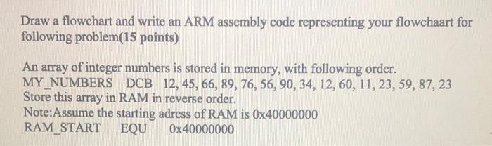 Solved Draw A Flowchart And Write An Arm Assembly Code 7052