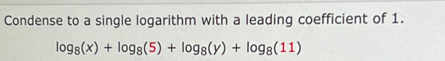 Solved Condense to a single logarithm with a leading | Chegg.com