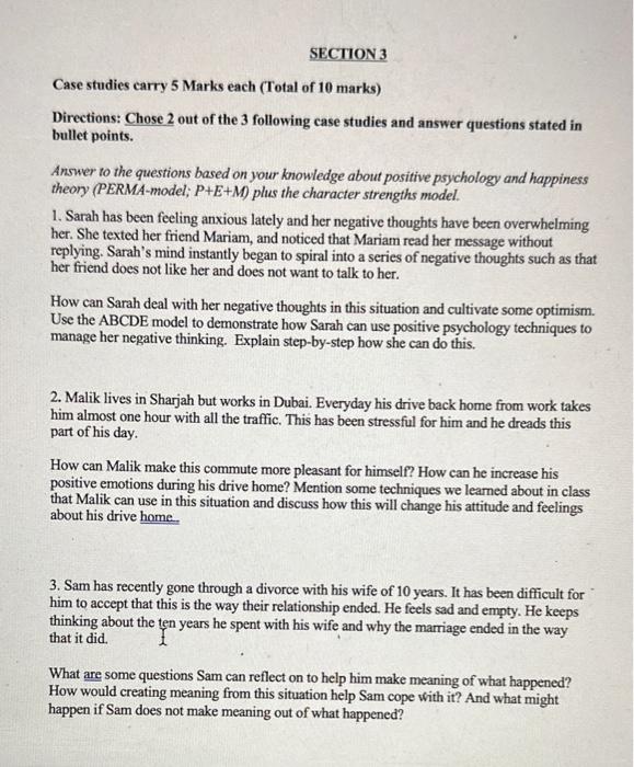 Solved SECTION 3 Case studies carry 5 Marks each (Total of | Chegg.com