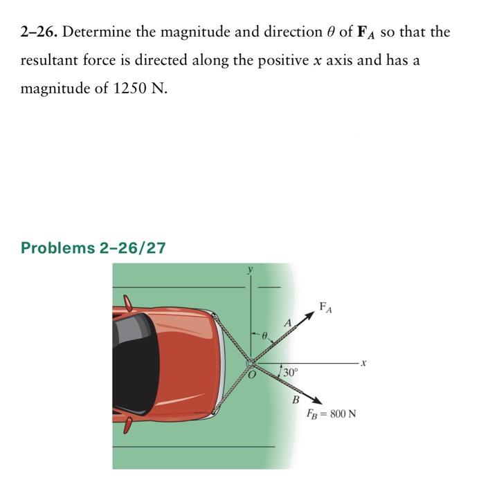 Solved 2-26. Determine the magnitude and direction of FA so | Chegg.com