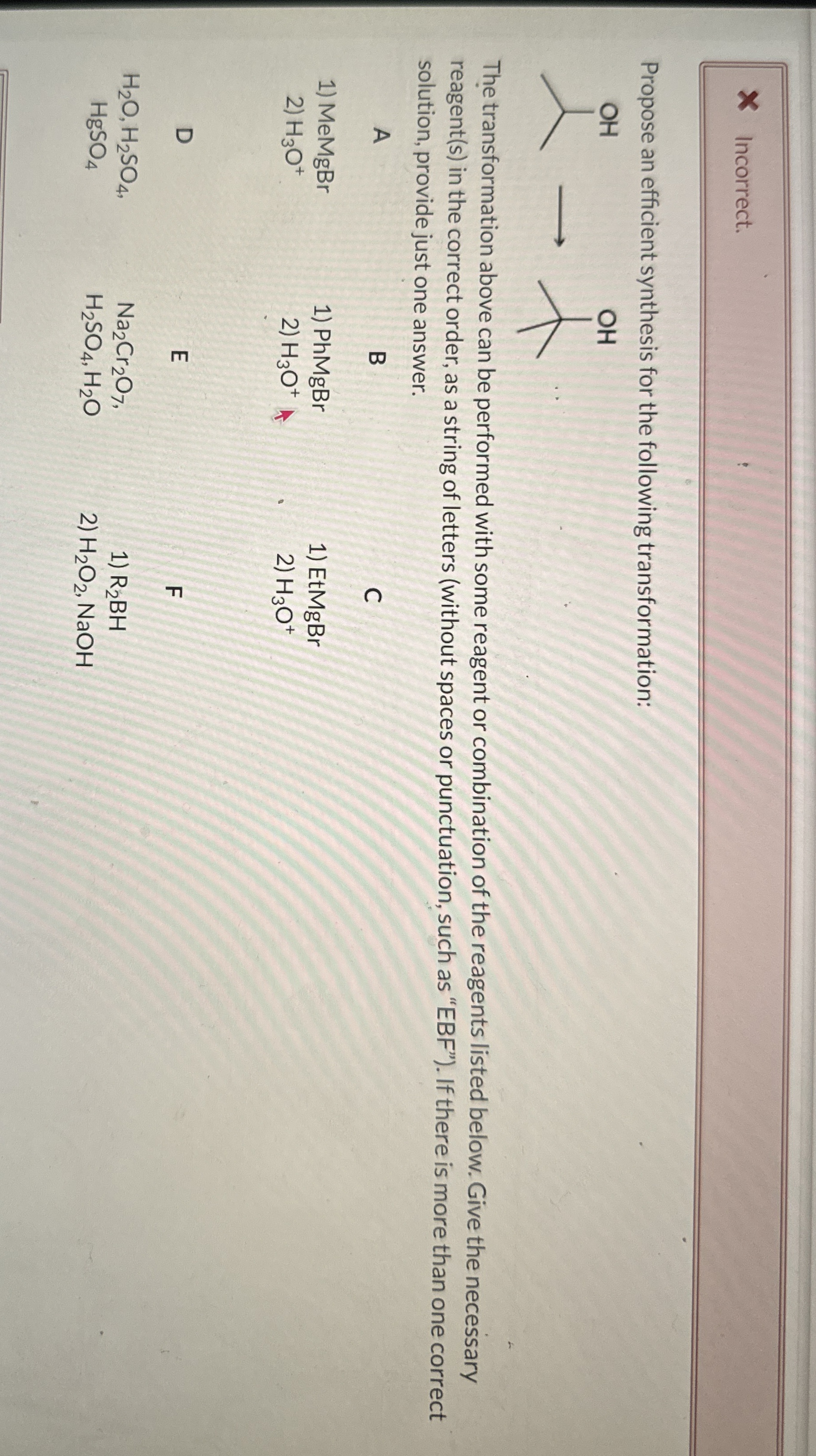 Solved Incorrect.Propose an efficient synthesis for the | Chegg.com