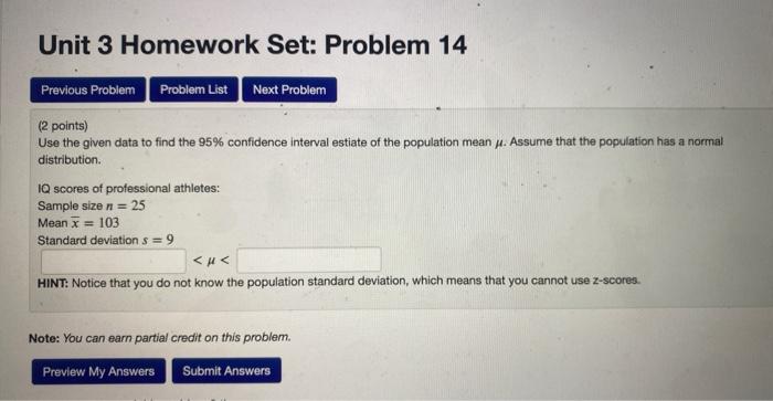 Solved (2 points) Use the given data to find the 95% | Chegg.com