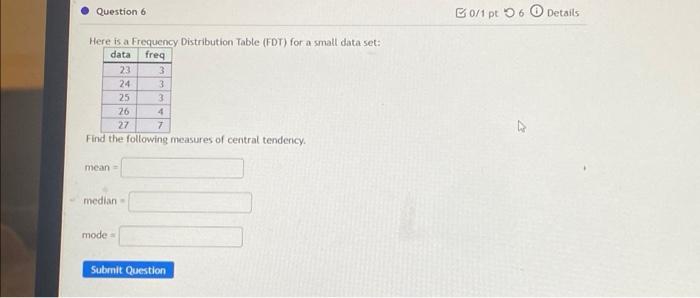 Solved Here is a Erequency Distribution Table (FDT) for a | Chegg.com