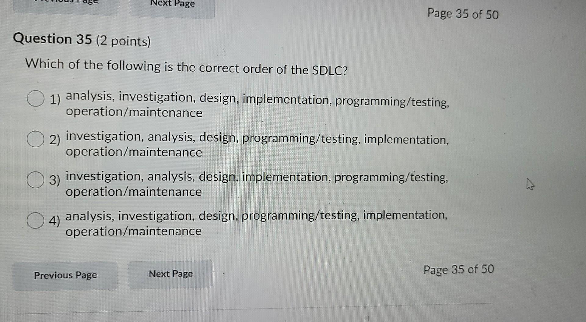 Solved Which of the following is the correct order of the | Chegg.com