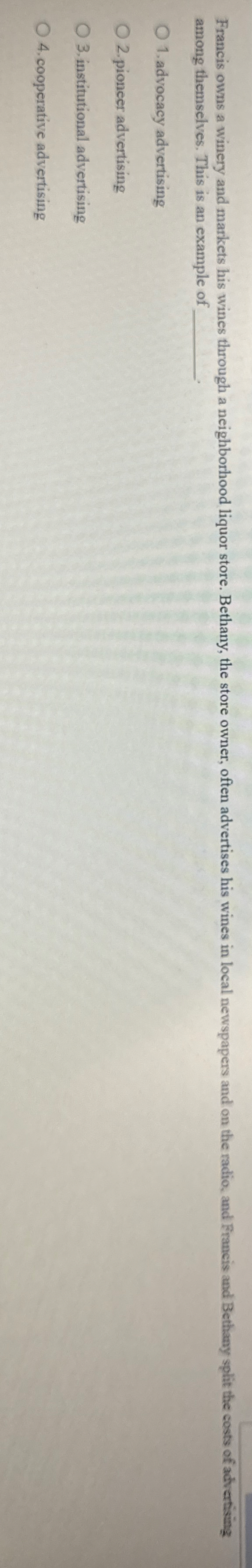 Solved Francis owns a winery and markets his wines through a | Chegg.com