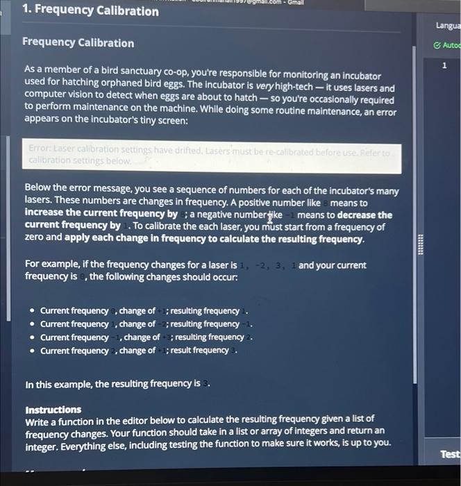Solved 1. Frequency Calibration Frequency Calibration As a | Chegg.com