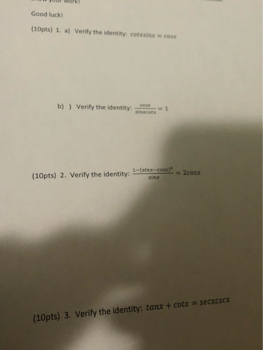 Solved Name: Math 51-Trigonometry 54.1 Fundamental | Chegg.com