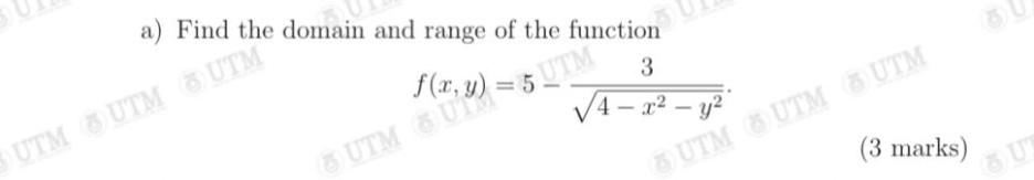 Solved a) Find the domain and range of the function | Chegg.com