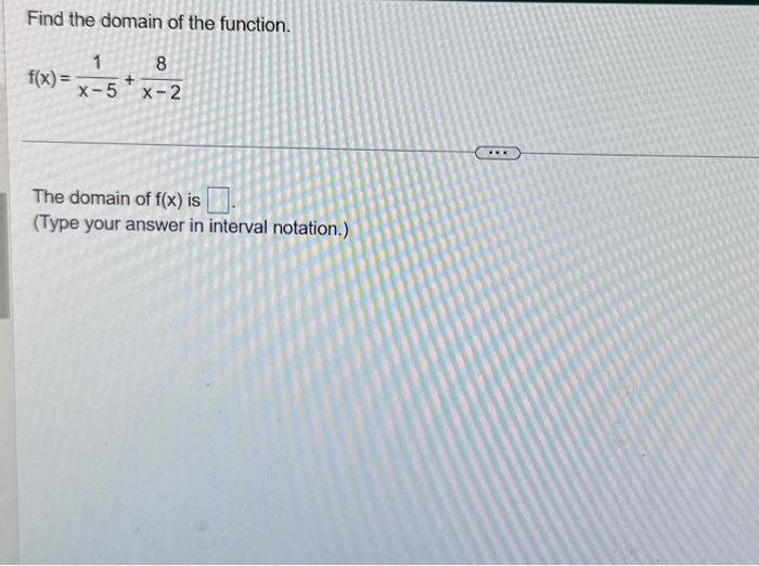 Solved Find the domain of the function. f(x)=x−51+x−28 The | Chegg.com