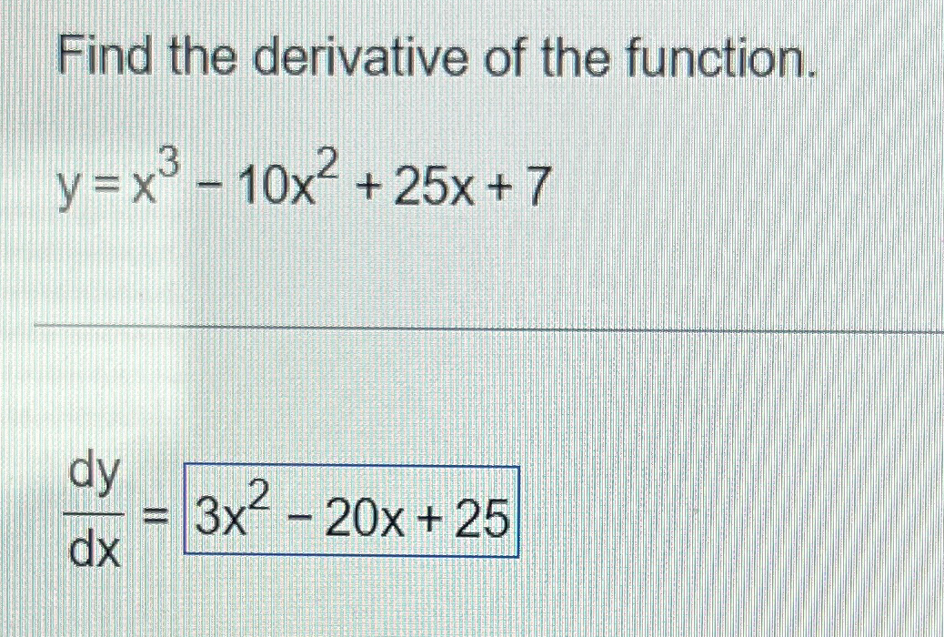 Solved Find the derivative of the | Chegg.com