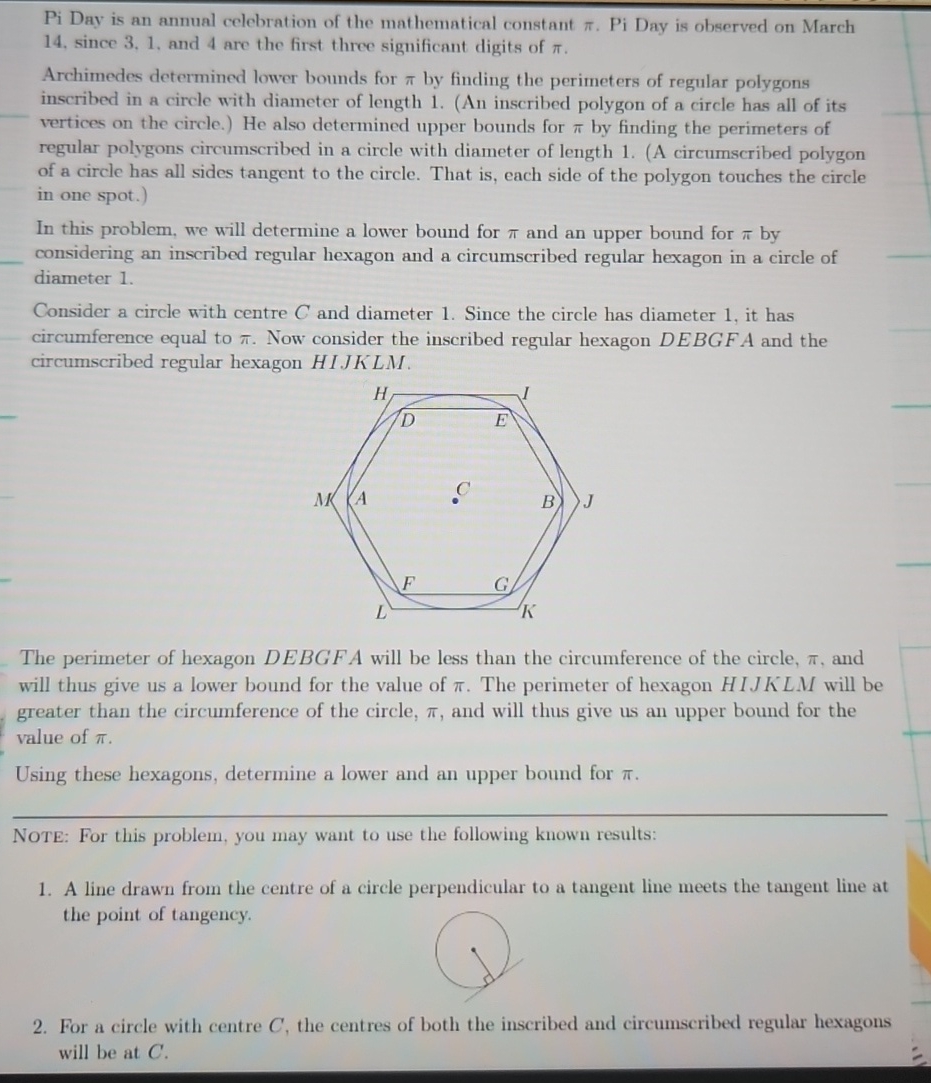 Solved Pi Day is an annual celebration of the mathematical | Chegg.com