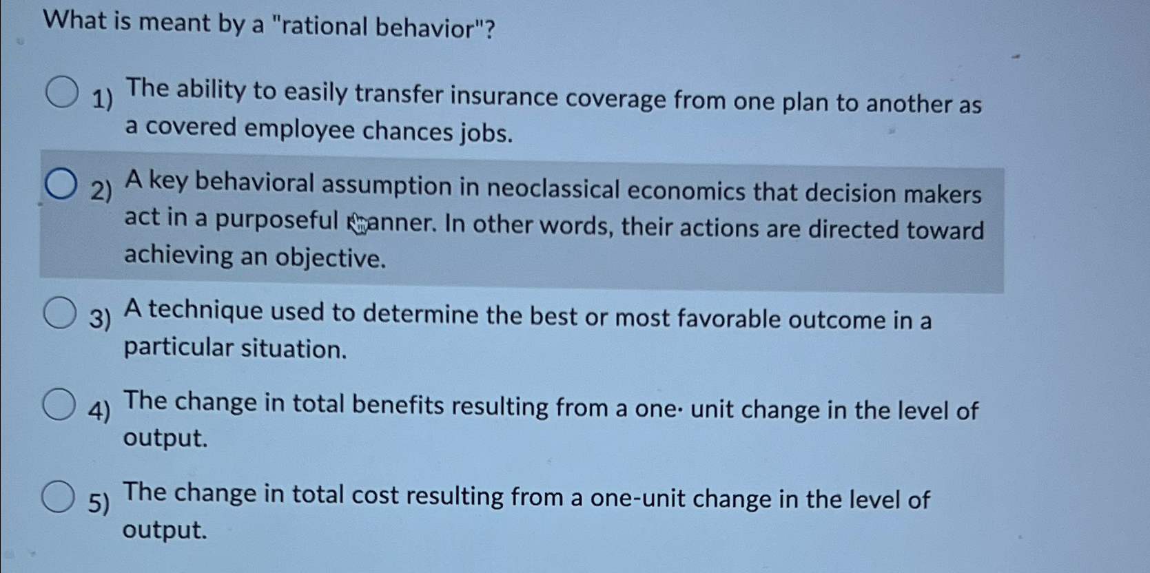 Solved What is meant by a "rational behavior"?The ability to | Chegg.com