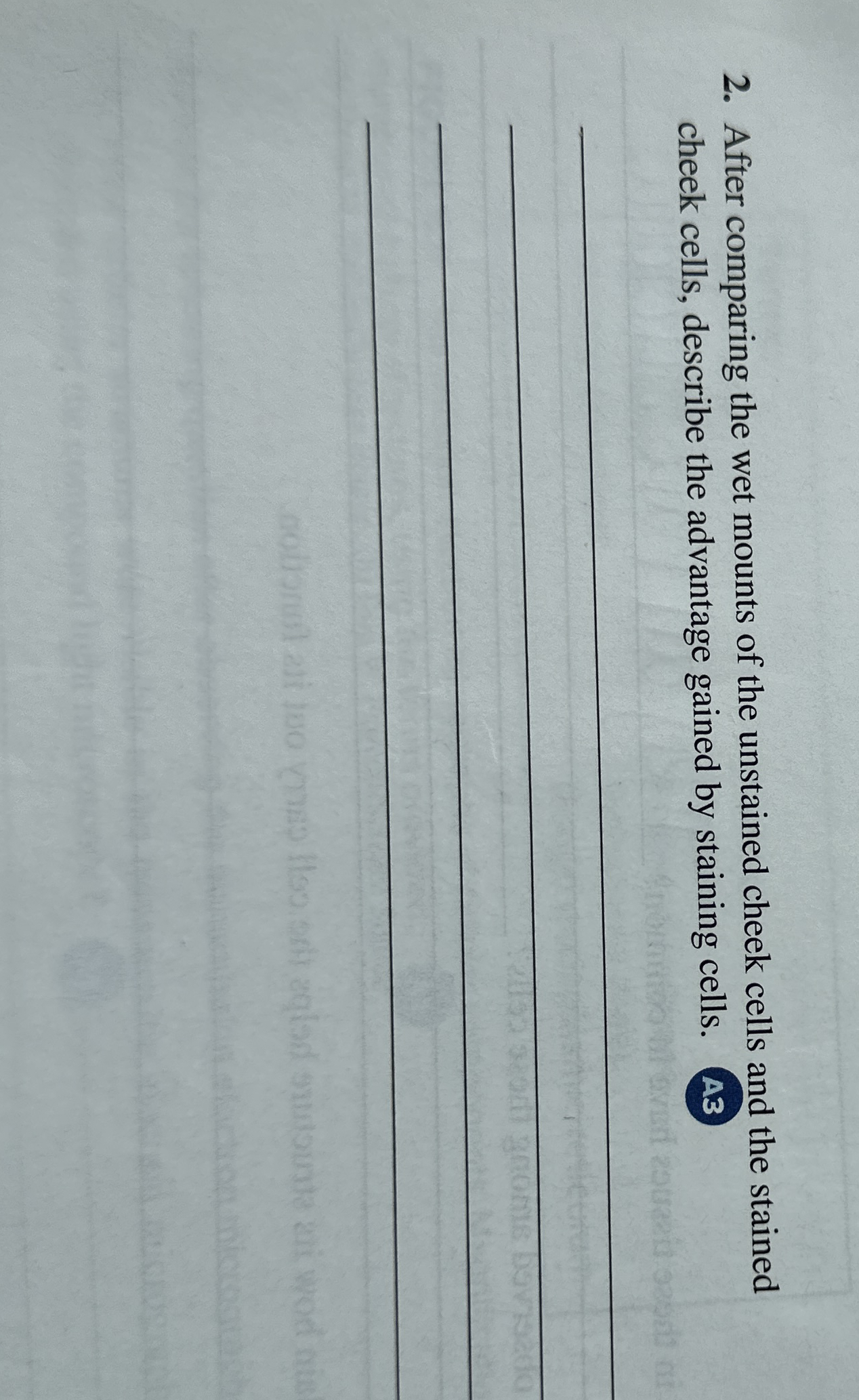 Solved After comparing the wet mounts of the unstained cheek | Chegg.com