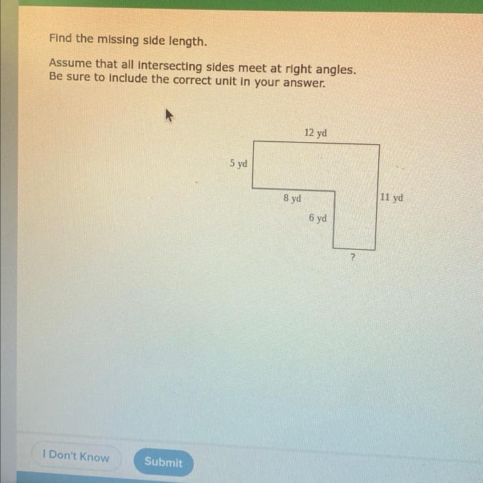 Solved Find the missing side length. Assume that all | Chegg.com