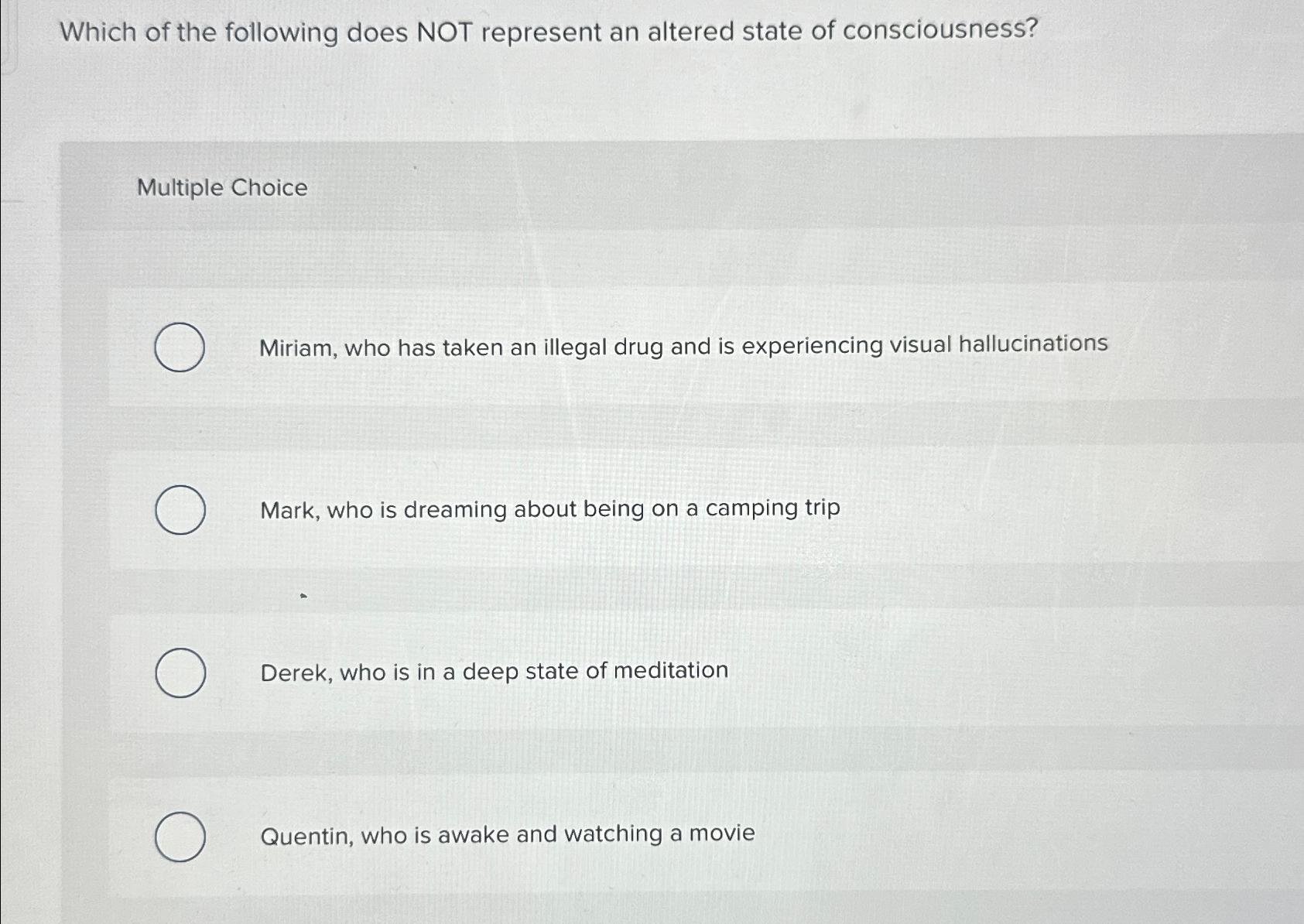 Solved Which of the following does NOT represent an altered | Chegg.com