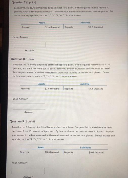 Solved Question 7 (1 point) Consider the following simpified | Chegg.com