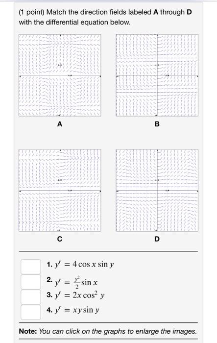 Solved (1 point) Match the direction fields labeled \\( | Chegg.com