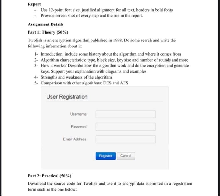 Solved Report Use 12-point font size, justified alignment | Chegg.com