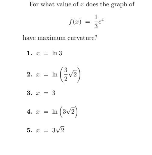 Solved For what value of x does the graph of f(x)=31ex have | Chegg.com