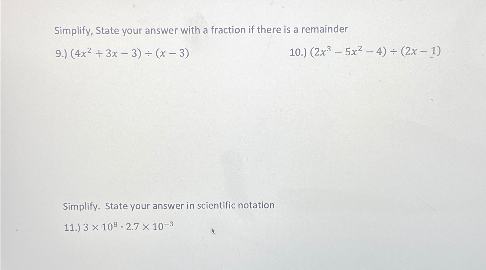Solved Simplify, State your answer with a fraction if there | Chegg.com