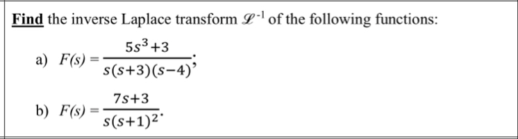 Find the inverse Laplace transform L-1 ﻿of the | Chegg.com