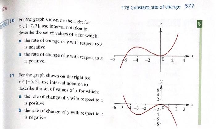 Solved 178 Constant rate of change 577 3) 10 For the graph | Chegg.com