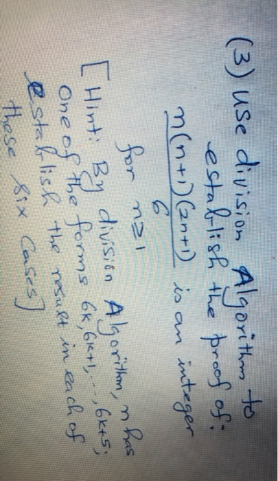 Solved (3) use division Algorithms to establish the proof | Chegg.com