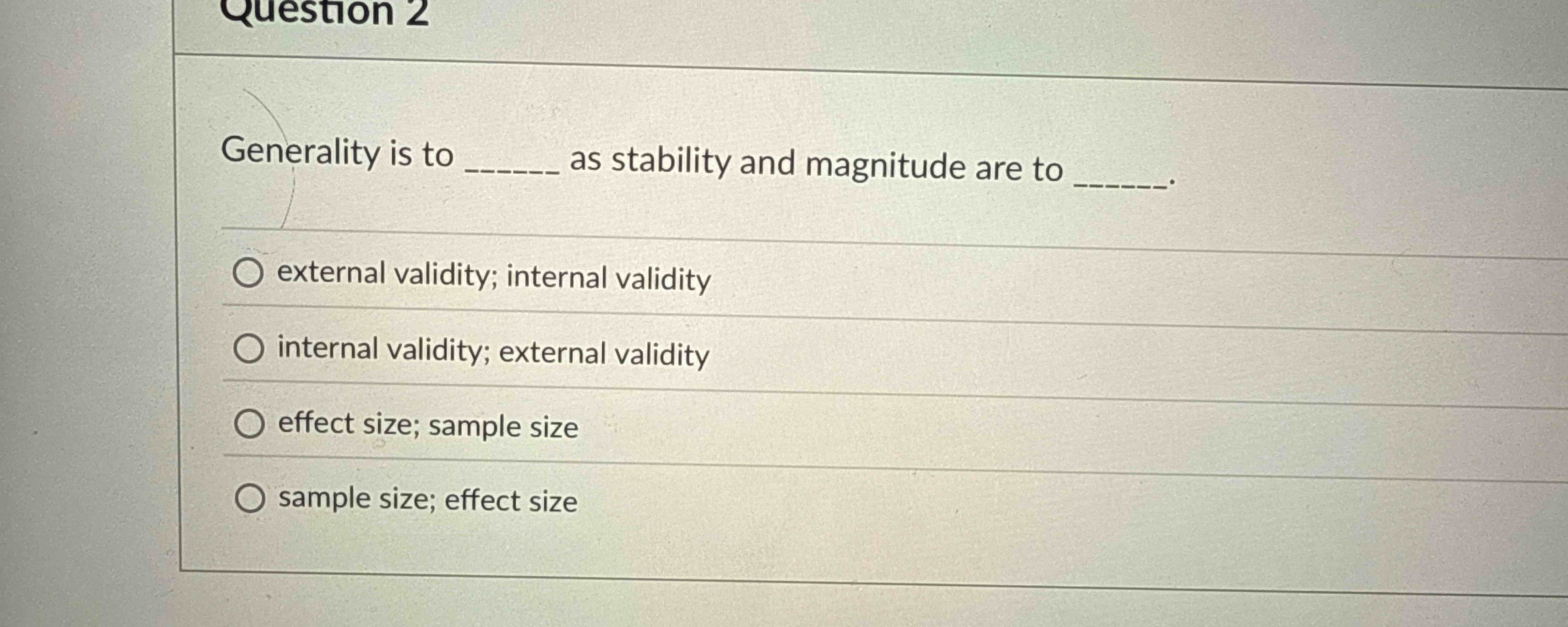 Solved Generality is to as stability and magnitude are | Chegg.com