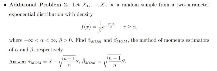 Solved - Additional Problem 2 . Let X1,…,Xn be a random | Chegg.com Solved - Additional Problem 2 . Let X1,…,Xn be a random | Chegg.com