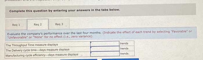 Solved 1-a. Compute the throughput time for each month. | Chegg.com