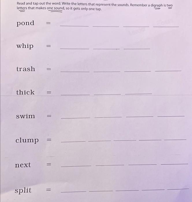 Read and tap out the word. Write the letters that | Chegg.com