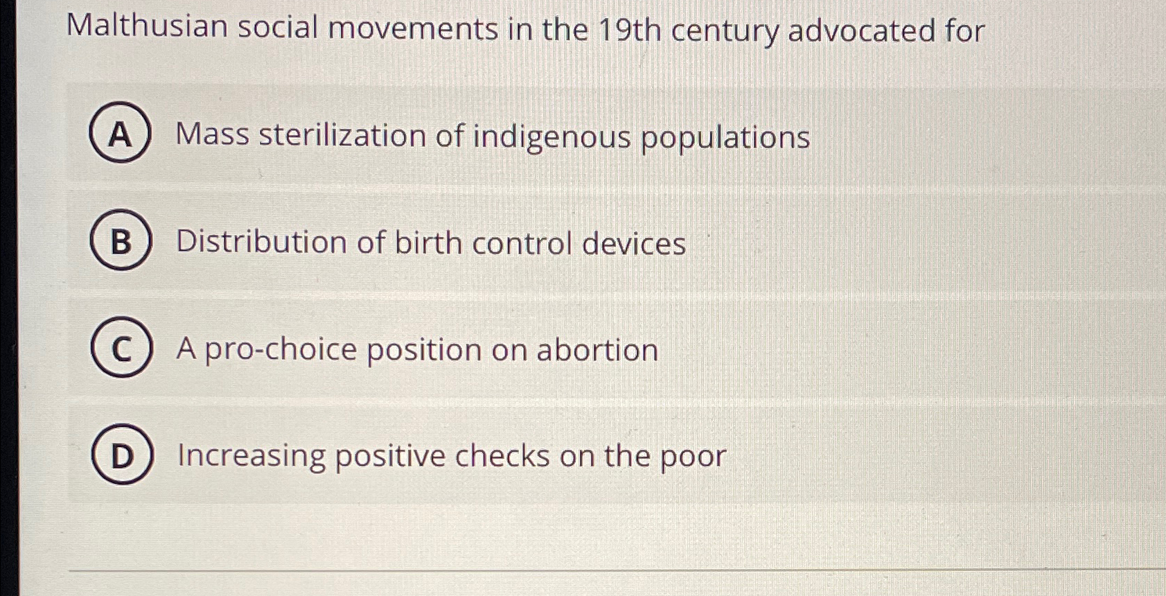 Solved Malthusian social movements in the 19th century | Chegg.com