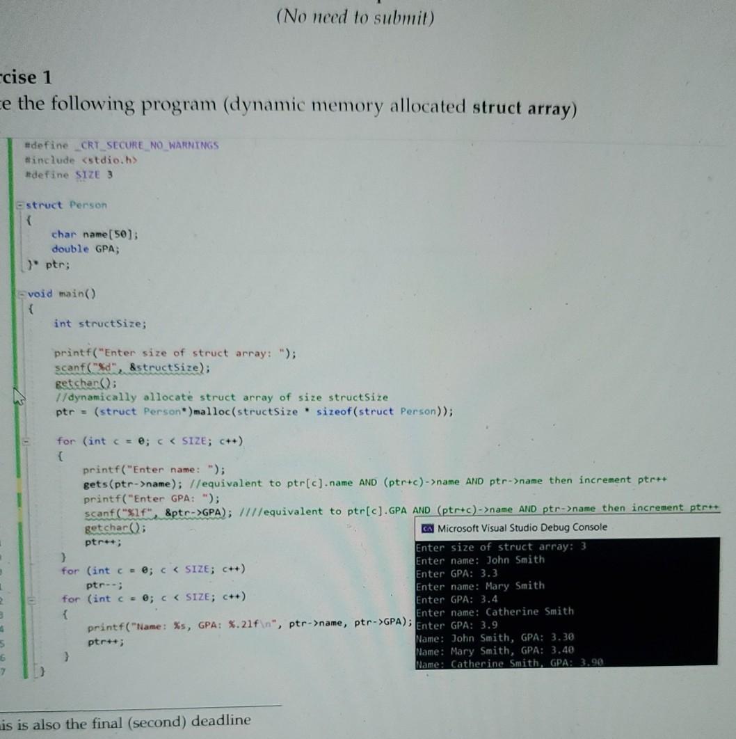 Solved (No need to submit) cise 1 ce the following program | Chegg.com