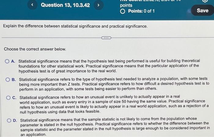Solved Explain the difference between statistical | Chegg.com