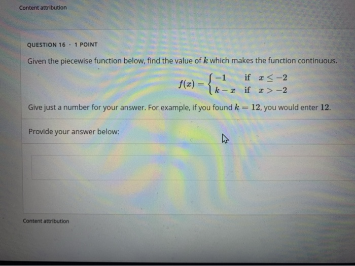 Solved Content attribution QUESTION 16.1 POINT Given the | Chegg.com
