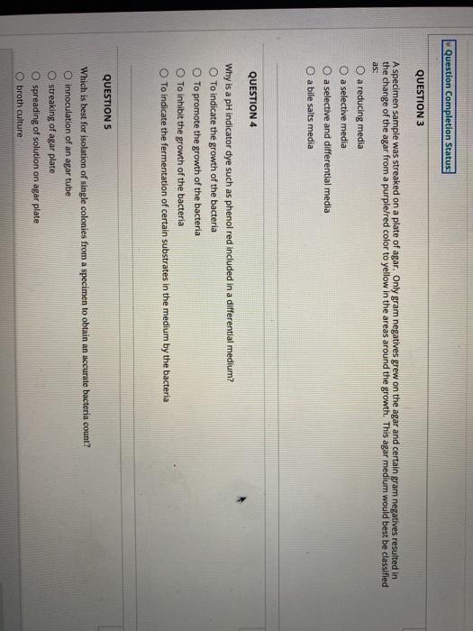 Solved Question Completion Status: QUESTION 3 A specimen | Chegg.com