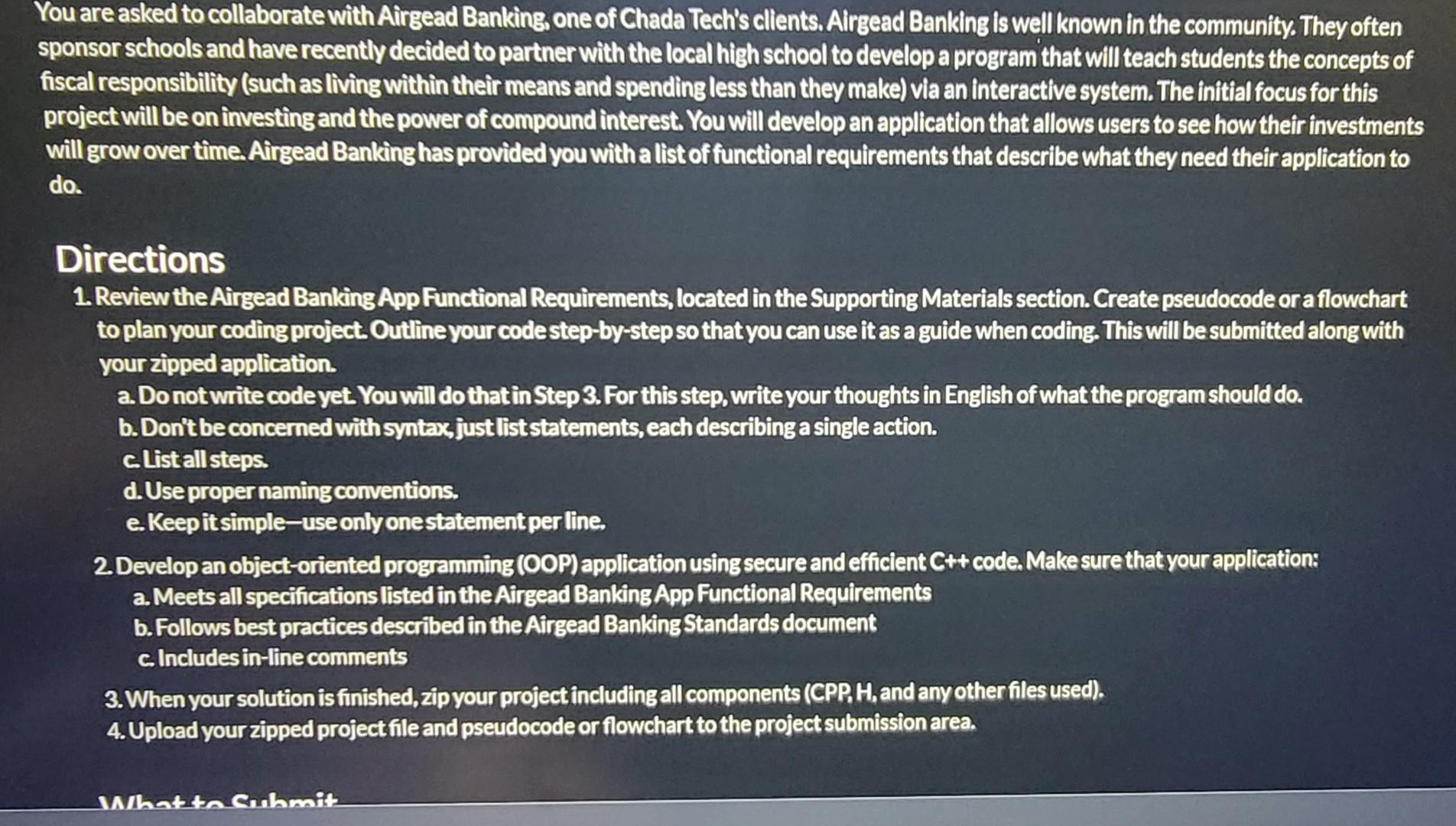Solved You are asked to collaborate with Airgead Banking, | Chegg.com