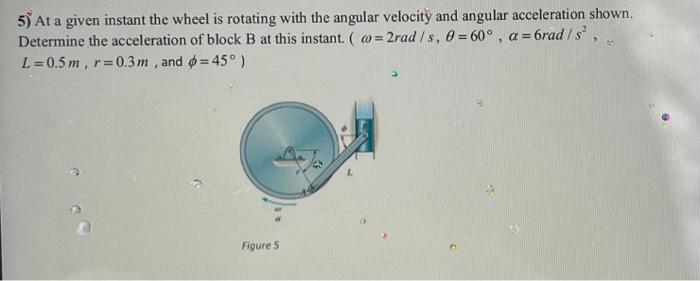Solved 5) At a given instant the wheel is rotating with the | Chegg.com