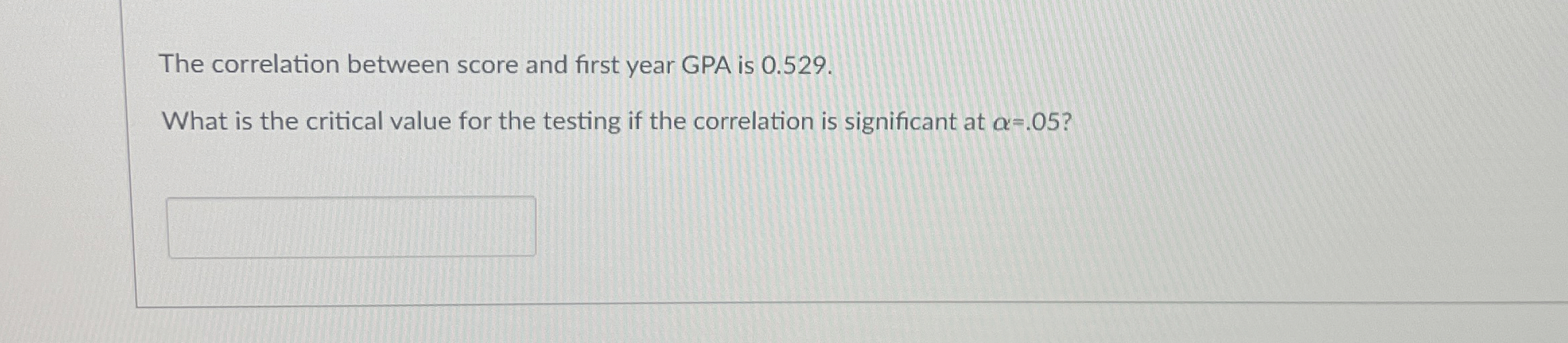 Solved The correlation between score and first year GPA is | Chegg.com